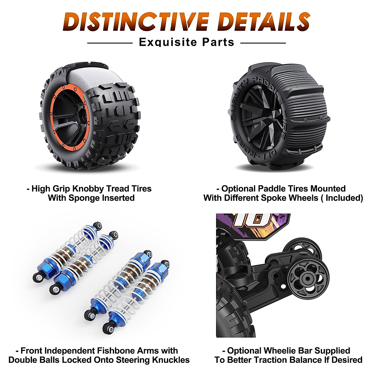 HAIBOXING Brushless RC Car 16890A 1/16 Scale 4X4 Fast Remote Control Truck 48 KM/H Top Speed, Hobby RC Cars for Adults and Boys All Terrain Off-Road Truck with Spare Paddle Tires for Sand Land