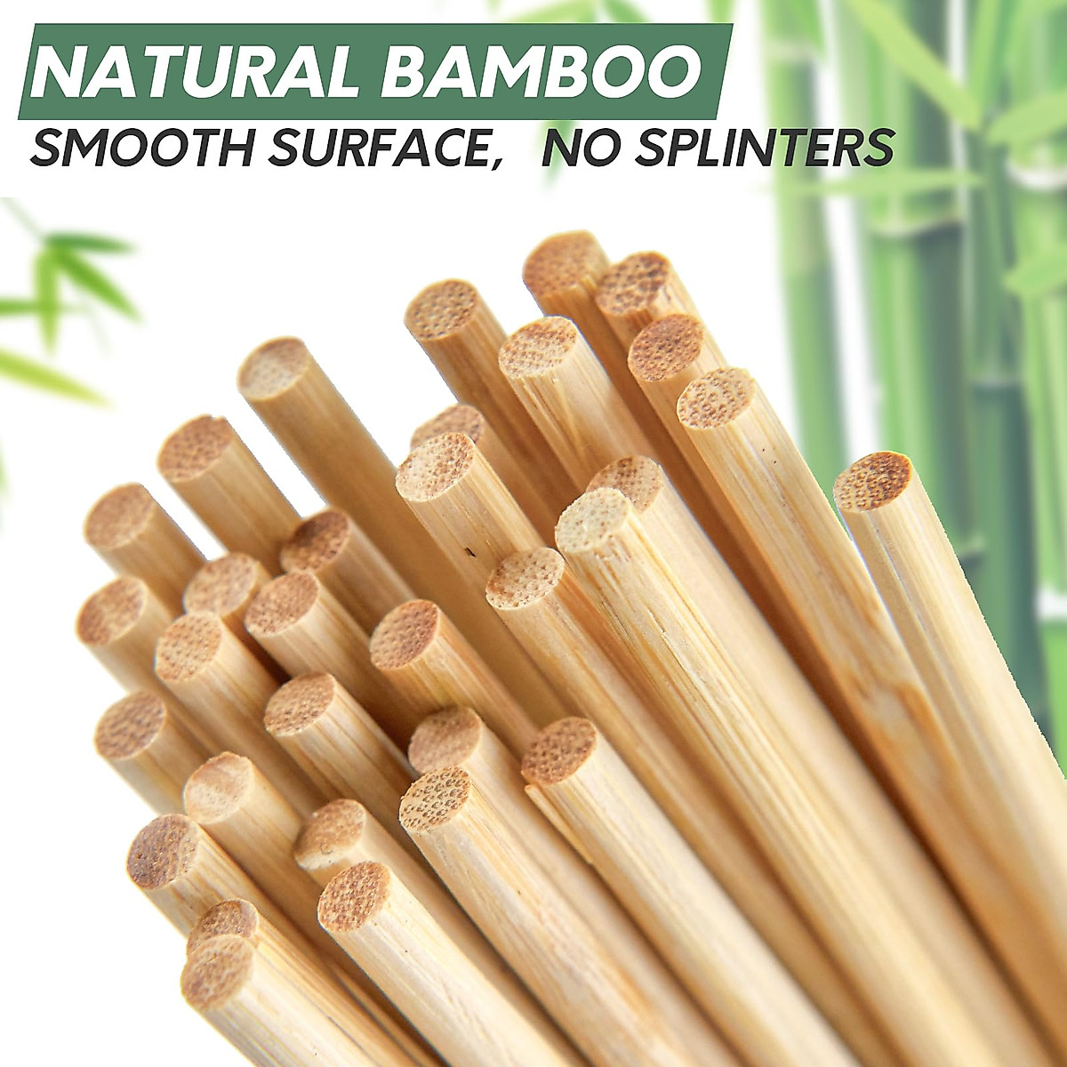 200 PCS Bamboo Skewers 12 inch - Wooden Skewers for Grilling, Fruit, Appetizers, Chocolate Fountain, BBQ, Shish Kabob - Natural Wood Skewer for Kitchen, Party, Crafting, Φ=4 mm (Qtipzify)