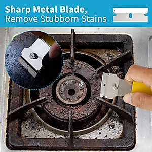 Rechabite 4 Pack Razor Blade Scraper, with 20 Metal & 20 Plastic Blades, Multi-Purpose Cleaning Remover Tool for Glass Caulk, Adhesive, Wall, Stovetop, Paint, Window, Sticker, Tile, Label Decals