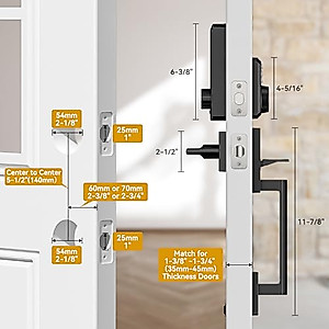 Brightify Keyless Entry Lock with Handle, Electronic Keypad Deadbolt, Auto Lock, Backlit, Easy Installation, Front Door Handle Sets, Matte Black