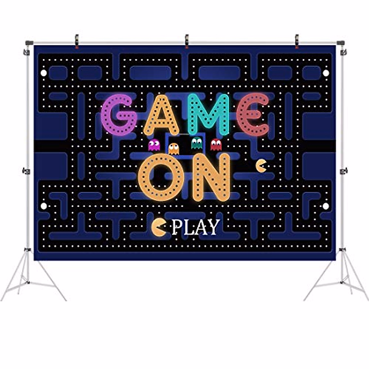 Video Game On Backdrop Girls Boys Maze Photography Background 7x5ft Colorful Lights Game On Birthday Party Supplies Kids Adults Gaming Party Decorations Baby Shower Cake Table Photo Booth Props