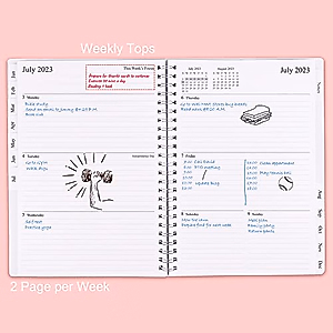 2023 Planner - Weekly & Monthly Planner Runs from Jan 2023 to Dec 2023, 6.25" x 8.25", 12 Monthly Tabs, 14 Notes Pages, Inner Pocket, Flexible Cover with Twin-Wire Binding, Pink