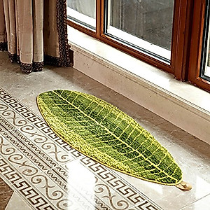 MustMat Non Slip Kitchen Rugs and Mats Cute Leaf Shape Area Rugs Nice for Kitchen Floor/Bathroom/Bedroom 17.7"x47.2"