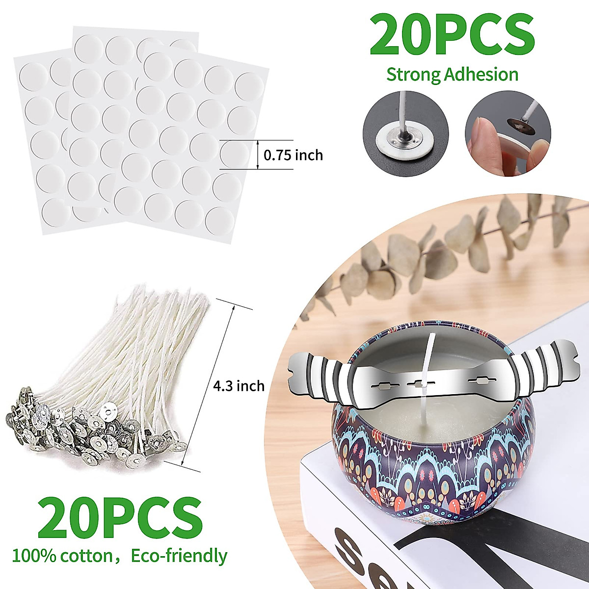 ABK Candle Making Pouring Pot, Candle Making Kit Including 2.5LB Candle Making Pitcher, Candle Wick Holders, Spoon, Wicks, Candle Wick Stickers, Candle Making Set for Beginners