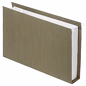 Blue Summit Supplies Extra Capacity Hanging File Folders, 9 x 14 Legal Size, Heavy Duty, 2 Inch Expansion Filing Folders, 1/5 Tab, for Bulky Files, Legal Charts, Standard Green, 25 Pack