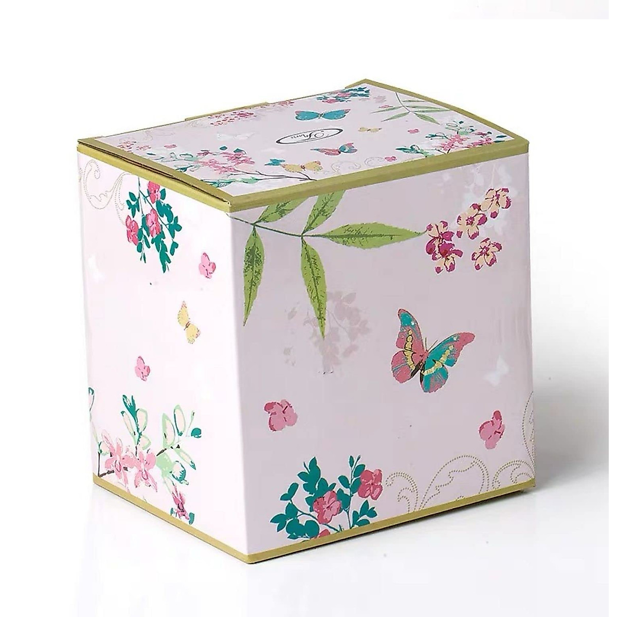 YBK Tech Euro Style Porcelain Tea Cup Coffee Mug with Lid for Breakfast Home Kitchen (((Butterflies Pattern) (Pink)))