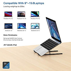 TULLRAS Laptop Stand, Adjustable Portable Laptop Holder, Aluminum 9-Angles Adjustable Ventilated Cooling Notebook Stand Mount Compatible with MacBook Air Pro, Lenovo, Dell, More 10-15.6” Laptops