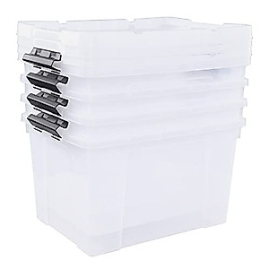 Minekkyes 4-Pack 34 Quart Clear Latching Box Totes, Plastic Storage Bin
