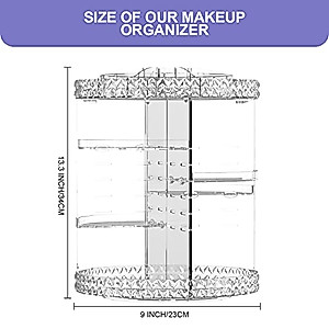 360 Rotating Makeup Organizer Large Capacity Cosmetics Organizer Beauty Organizer Clear Cosmetic Storage Display Case with 8 Layers and Detachable Shelves for Bedroom Dresser