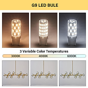 PiWWPi 10 Pack G9 LED Bulb Dimmable 3-Color Temperature, 4W G9 Base Chandelier Light Bulb, G9 Light Bulbs No-Flicker, 40W T4 G9 Halogen Equivalent (3000K Warm, 4000K Neutral, 6000K White)
