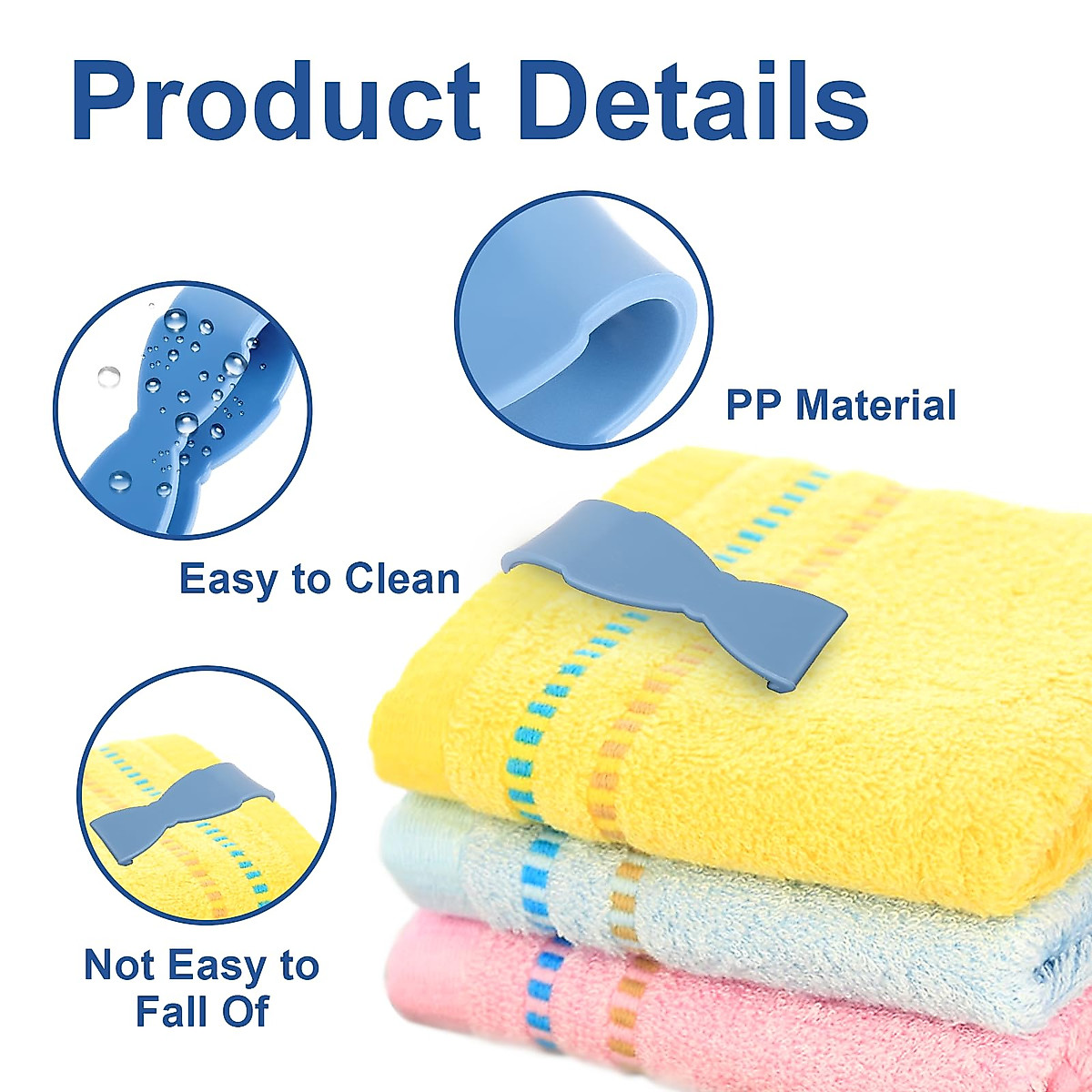 ZEYIYER 6PCS Towel Clips, Kitchen Hand Towel Clips, Towel Clamps Keeps Towel from Falling, Bathroom Towel Holder Clips Fixing Towels Rack Clips for Kitchen Bathroom Stove Dishwasher(Blue)