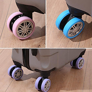 JforSJizT 8 Pack Silicone Quiet Protective Covers for Suitcase Wheels - Luggage Wheel Protectors for Suitcases with Wheels - Carry On Suitcase Wheel Accessories - Fits 2-3 Inch Luggage Wheels(Pink)