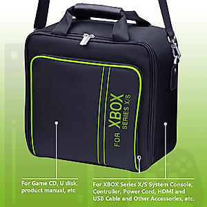 oamarando Carrying Case for XBOX ,Compatible with XBOX SERIES X/S, Travel Storage Bag for XBOX Controllers and Accessories,with Controller Protection Box (Black-Green)
