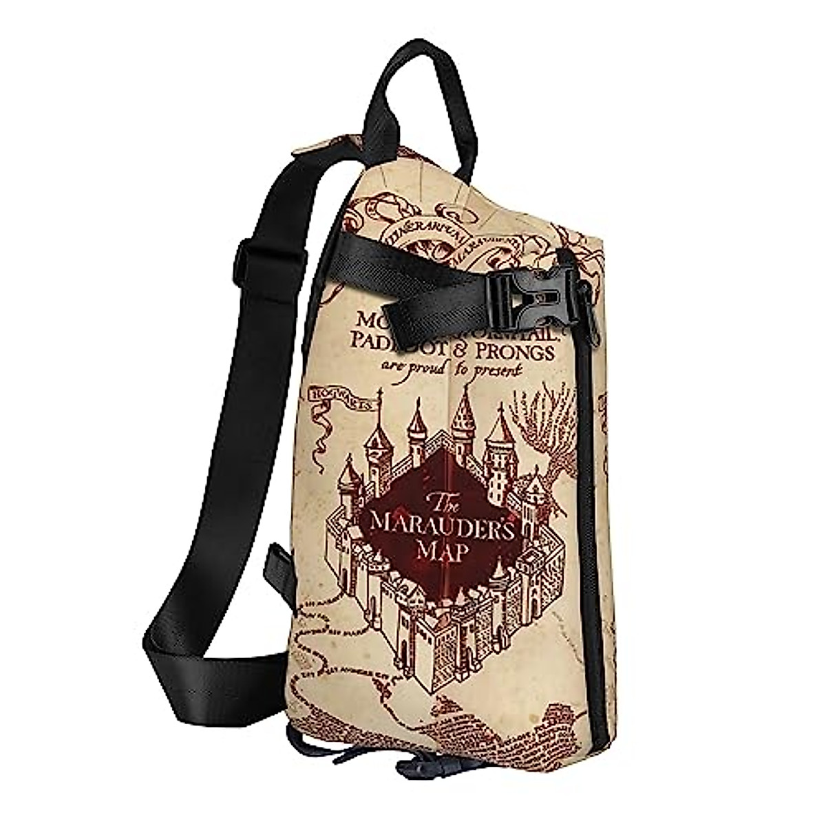 DRLAS Beige map Sling bag for Men Women Casual Crossbody Backpack Shoulder Bag Chest Bag Daypack for Outdoor Hiking Sports