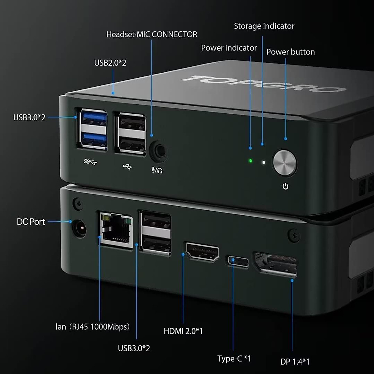 TOPGRO Mini Micro PC Windows 11 Pro
