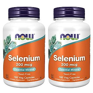 Now Foods Selenium 200 mcg VCaps, 180 Count (Pack of 2)