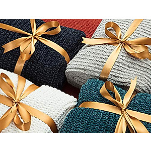 Chanasya Chenille Knit Super Soft Velvety Texture Throw Blanket - Cozy Classy Elegant Decorative with Subtle Shimmer for Sofa Chair Couch Bed Living Bed Room Blanket -(50x65 Inches) Blue