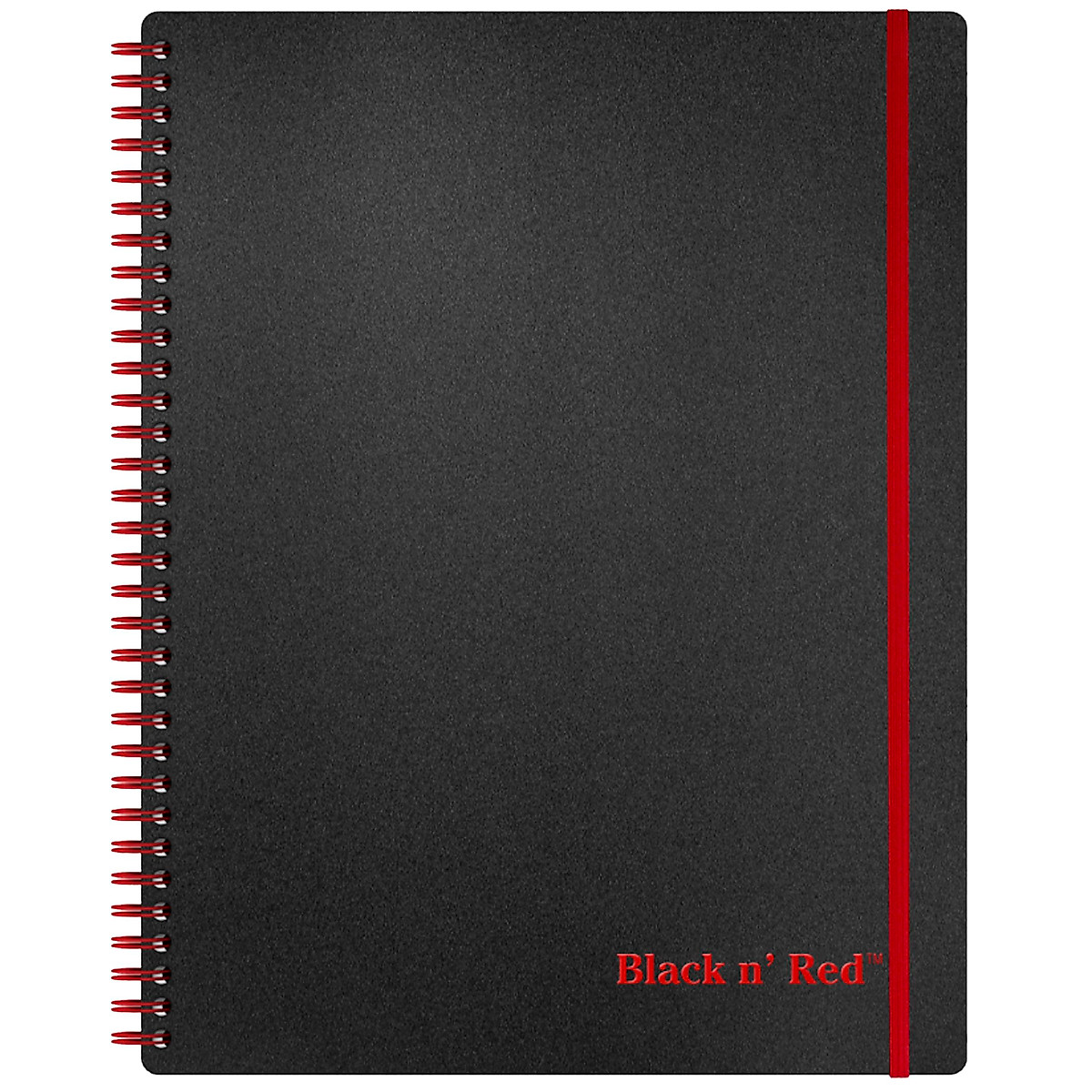 Black n' Red Notebook, Durable Poly Cover, Premium Optik Paper, Scribzee App Compatible, Environmentally Friendly, Spiral Binding, 11" x 8-1/2", 70 Double-Sided Ruled Sheets, Secure Bungee Closure, 1 Count (K66652)