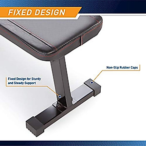 Marcy Flat Utility 600 lbs Capacity Weight Bench for Weight Training and Ab Exercises SB-315 , Black, 17 x 14 x 43.00 inches