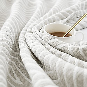 jinchan Cotton Throw Blanket Grey Throw Blanket for Couch Cozy Blanket Cotton Twin Size Bed Throw 3 Layer Spring Blanket Gray Coverlet Geometric Quilt Soft Blanket Baby Kid Gift 60x80 Inch