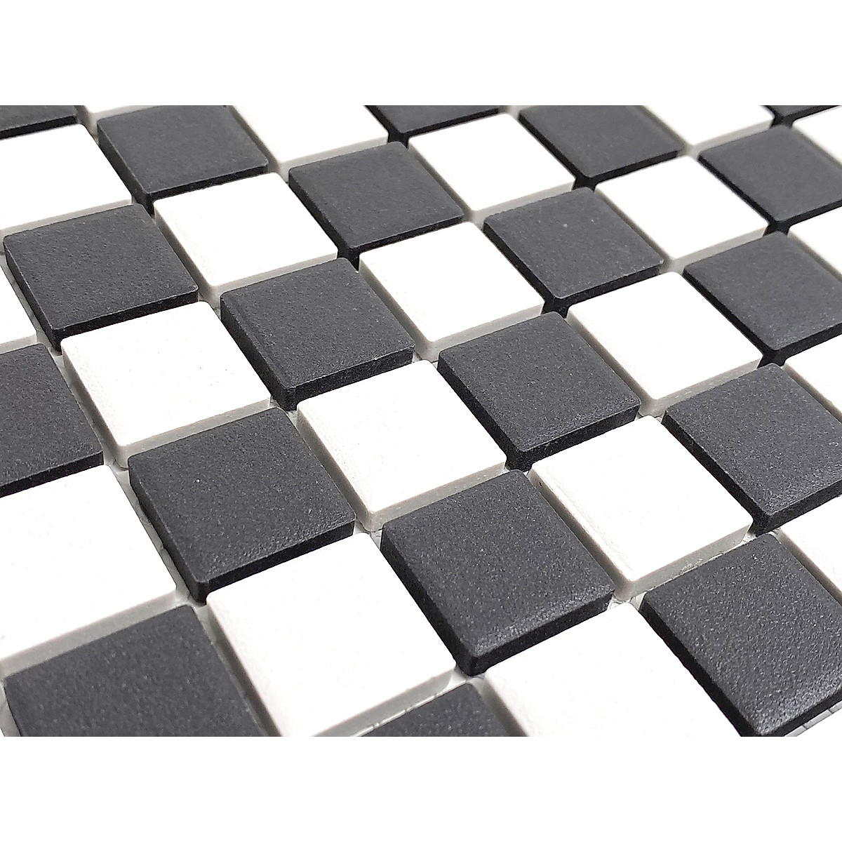 TDPW-UGBW1X1-400 Black Greyish Charcoal & White Checkered Unglazed Porcelain 7/8 Inch Square Mosaic Tile for Bathroom Floors, Walls, Kitchen Backsplash and Pool (Not Peel and Stick) - Box of 5 Sheets