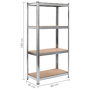 ZQQLVOO Garage Storage Shelving,Shelves for Storage Shelving,Garage Shelves, Basement Shelving Utility Shelf Rack,Multipurpose Shelf Display Rack,Storage Shelf Silver 31.5"x15.7"x63" Steel and MDF
