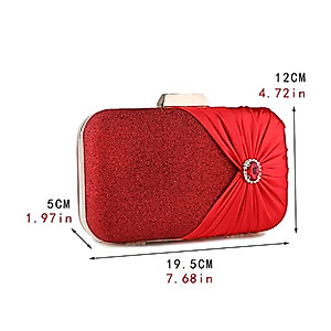 MXIAOXIA Women Evening Bags Green Color Satin Diamonds Shoulder Chain Day Clutches Purse Wedding Evening Bag (Color : E, Size : 1)