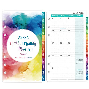 2025-2026 Planner Refills - Planner Refills 2025-2026, 2025-2026 Weekly and Monthly Planner Refills from Jul. 2025 - Jun. 2026, 3.75 x 6.75 inch, 6 Holes