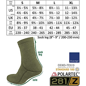 281Z Military Warm 8 inch Boot Liner Socks - Outdoor Tactical Hiking Sport - Polartec Fleece Winter Socks (Large, Olive Green)