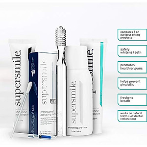 Supersmile Teeth Whitening Set - 6 Minutes to a Whiter Smile - Toothpaste, Accelerator, Toothbrush, Activating Rods, and Pre-Rinse - Up to 6 Shades Whiter Teeth - No Sensitivity (Original Mint)