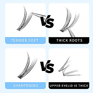 BODERMINCER 8-16mm to Choose Fish Tail Design 120pcs Thickness 0.1mm C Curl 12 Root Women Lady Individual Black False Eyelash Cluster Eye Lashes Extension Tools (16mm)