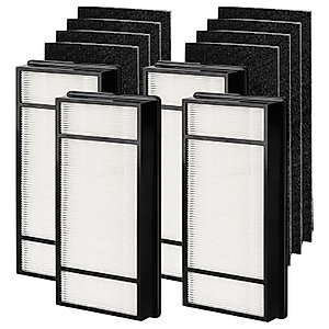 KEYJINIU 4 Pack HRF-H1 HRF-H2 / Filter (H) + 8 Pack Carbon Pre Filter Compatible with Honeywell HPA060, HPA160, HPA050, HPA150, HHT055, HHT155