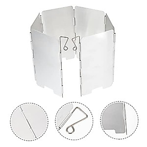 Mobestech 3 Sets Stove Windshield Bbq Grill Portable Bbq Grill Mini Portable Outdoor Gas Stove Outdoor Folding Windshield Outdoor Stove Windshield Portable Camping Stove Aluminum Alloy Light