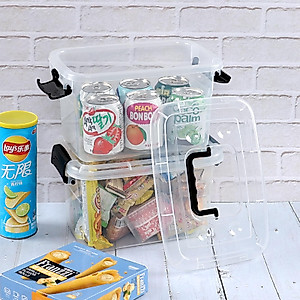 Oymlclivisa 6 Quart Plastic Storage Latching Bins with Handles, Clear Plastic Storage Boxes with Lids, 6 Packs