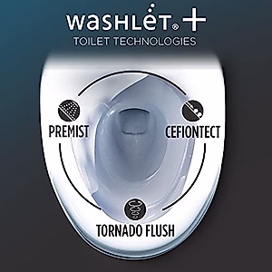 TOTO Drake WASHLET+ Two-Piece Elongated 1.6 GPF Universal Height TORNADO FLUSH Toilet with C2 Bidet Seat, Cotton White - MW7763074CSFG#01
