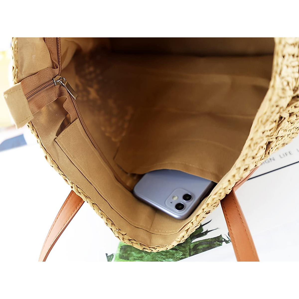 Straw Bag for Women Woven Beach Structured Tote Handmade Crochet Carteras De Mujer Summer Shoulder Bohemian Pom Travel