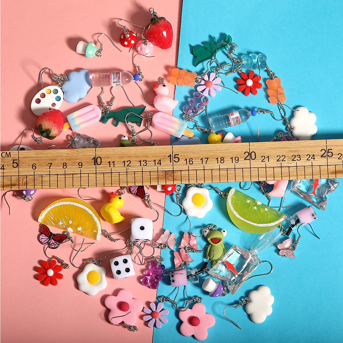 30 Pairs Fun Zinc Earrings Weird Aesthetic Weirdcore Kawaii Funny for Women