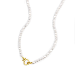 gorjana Women's Parker Pearl Necklace, 18K Gold Plated w/White Pearls, Signature Hinge Closure