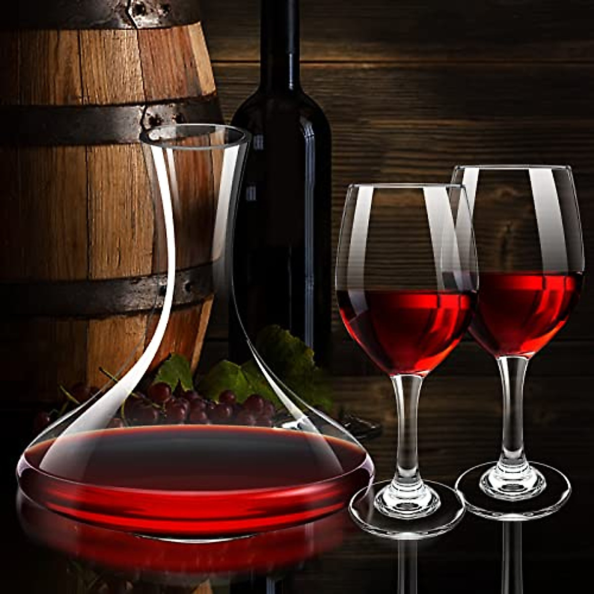 Almagic Wine Decanter Set With 2 Glasses Crystal Glass Wine Carafe Easy Pour Slant Wine Aerator Premium Box Birthday Party Christmas Gift For Men Women Wine Lovers Set Of 3