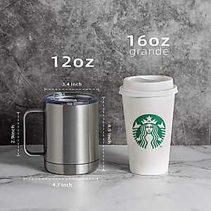 MEWAY 12oz Mix Color Mug With Handle 8 Pack Bulk,Stainless Steel Insulated Travel Tumblers With Sliding Lid,Double Wall Vacuum Camping Coffee Cup for Hot & Cold Drinks Tea (Mix,Set of 8)