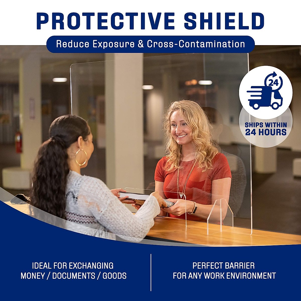 SignHero Sneeze Guard | Large, Sturdy ¼” Acrylic Plexiglass Shield | USA-Made, Fast Shipping, 30 Second Setup | Plexiglass Barrier for Counter, Reception, School, Office (Multiple Sizes)