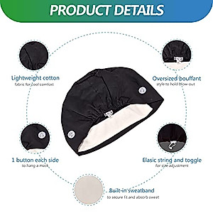 AIFHAAN 5 Pieces Working Hat with Buttons and Sweatband, Adjustable Bouffant Caps Unisex Women Men (5 Solid)