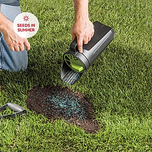 Handheld Spreader (2 Liters) Adjustable Dial Multi-Purpose Hand Spreader For Use As A Salt Spreader For Snow/Ice, Fertilizer/Grass Seed Spreader, Spot Spreader On Driveways/Walkways +Scoop Included