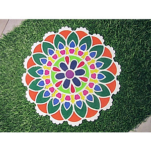 DIY MDF Readymade Round Rangoli Mat Easy to Use Rangoli Template Easy to Fill Wooden MDF Rangoli Boards for Indian Traditional Festival (Size:- 12 Inches Diameter)