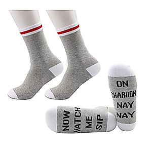 JXGZSO 2 Pairs Wine Gift Wine Lover Socks Now Watch Me Sip On Chardon-Nay Nay Socks Wine Tasting Socks Party Drinking Gift (On Chardon-Nay Nay)