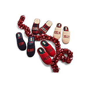 Dearfoams Men's Funny Ugly Christmas Sweater Holiday Scuff Slipper, Feelin Jolly, X-Large