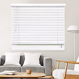 CHICOLOGY Faux Wood Blinds , Window Blinds , Wood Blinds , Window Shades , Window Treatments , Blinds & Shades , Window Shades For Home , Wooden Blinds , Basic White , 34"W X 60"H