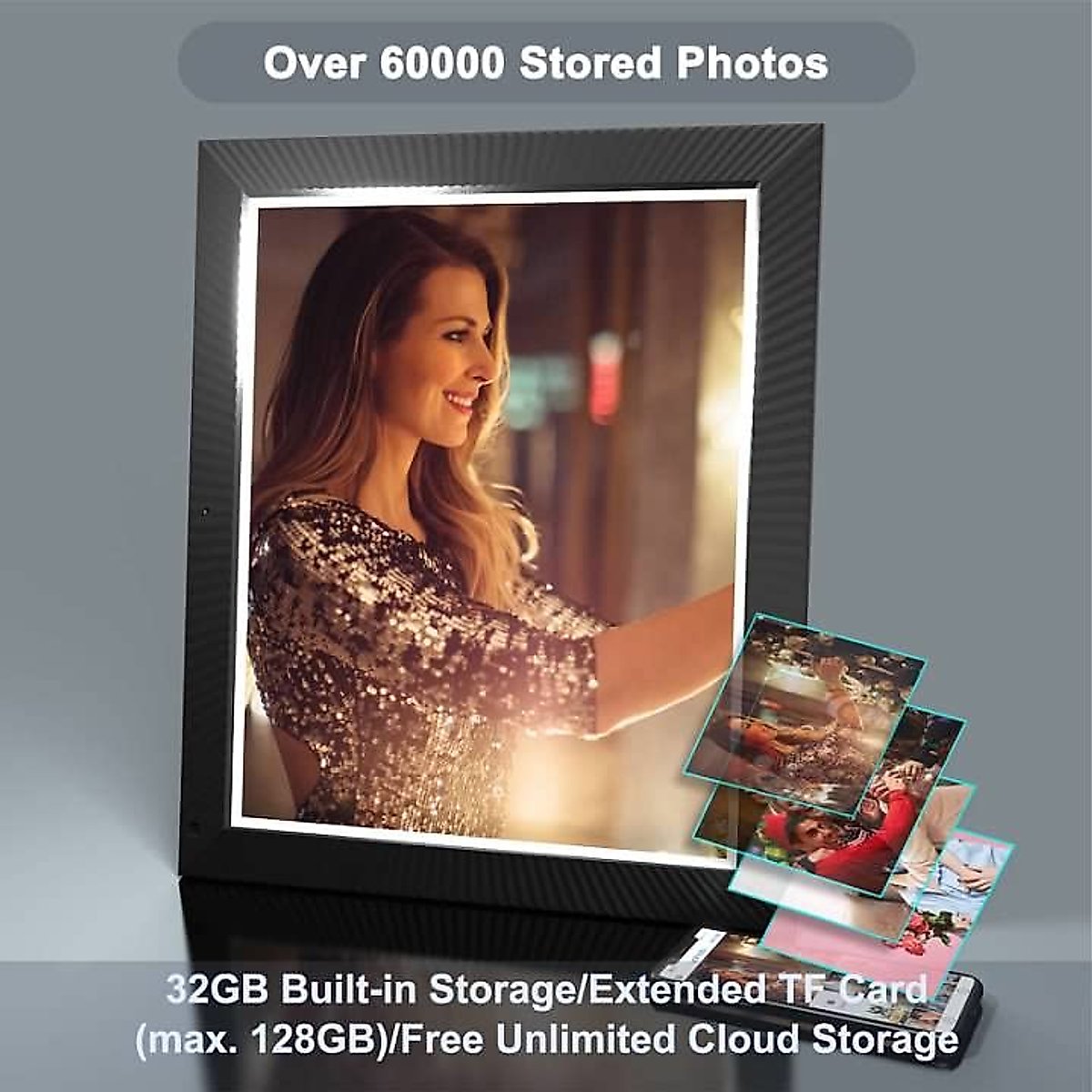 17-inch Dual-WiFi Digital Picture Frame - Digital Photo Frame, 32GB, Motion Sensor, Full Function, Sharing Photos and Videos via App or Email, Unlimited Cloud Storage, Wall Mountable