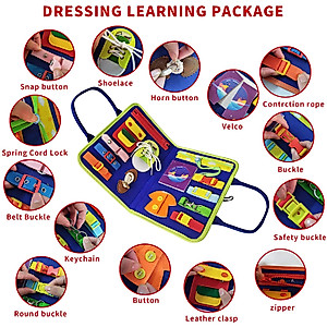 Busy Board for Toddlers, Busy Board Bag Learning Education Toys for Toddler 1-3, Preschool Autistic Toddler Travel Sensory Toys,Hands-on Learn to Dress Brain Up Toy for Boy Girl