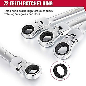 Eastvolt 12-Piece Flex-Head Ratcheting Wrench Set, Metric 8mm-19mm, Combination Ended Spanner kits, Chrome Vanadium Steel with Toolbox, EVHT1201